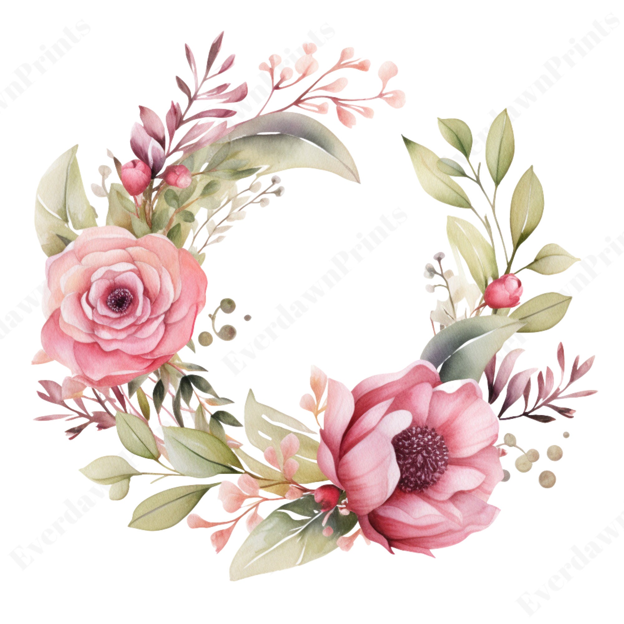 34 Flower Wreath Clipart, Flowers Arrangements, Watercolor Rustic ...