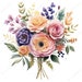 20 Romantic Wedding Bouquet Clipart, Floral Clipart, Watercolor Flowers ...