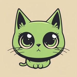 24 Cute Green Cat Clipart, Whimsical Animal Clip Art, Green Kitty ...