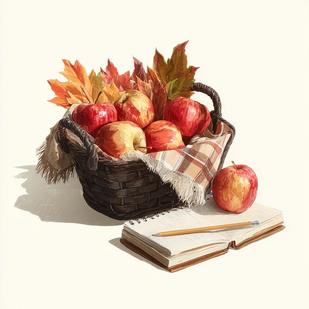 24 Apple Basket Digital Art, Autumn Harvest Still Life, Cozy Fall ...