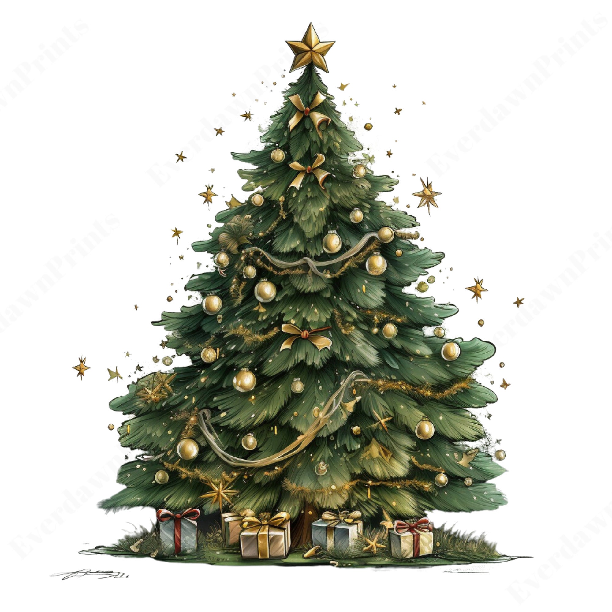 19 Watercolor Christmas Tree Clipart, Christmas Tree Png, Merry ...