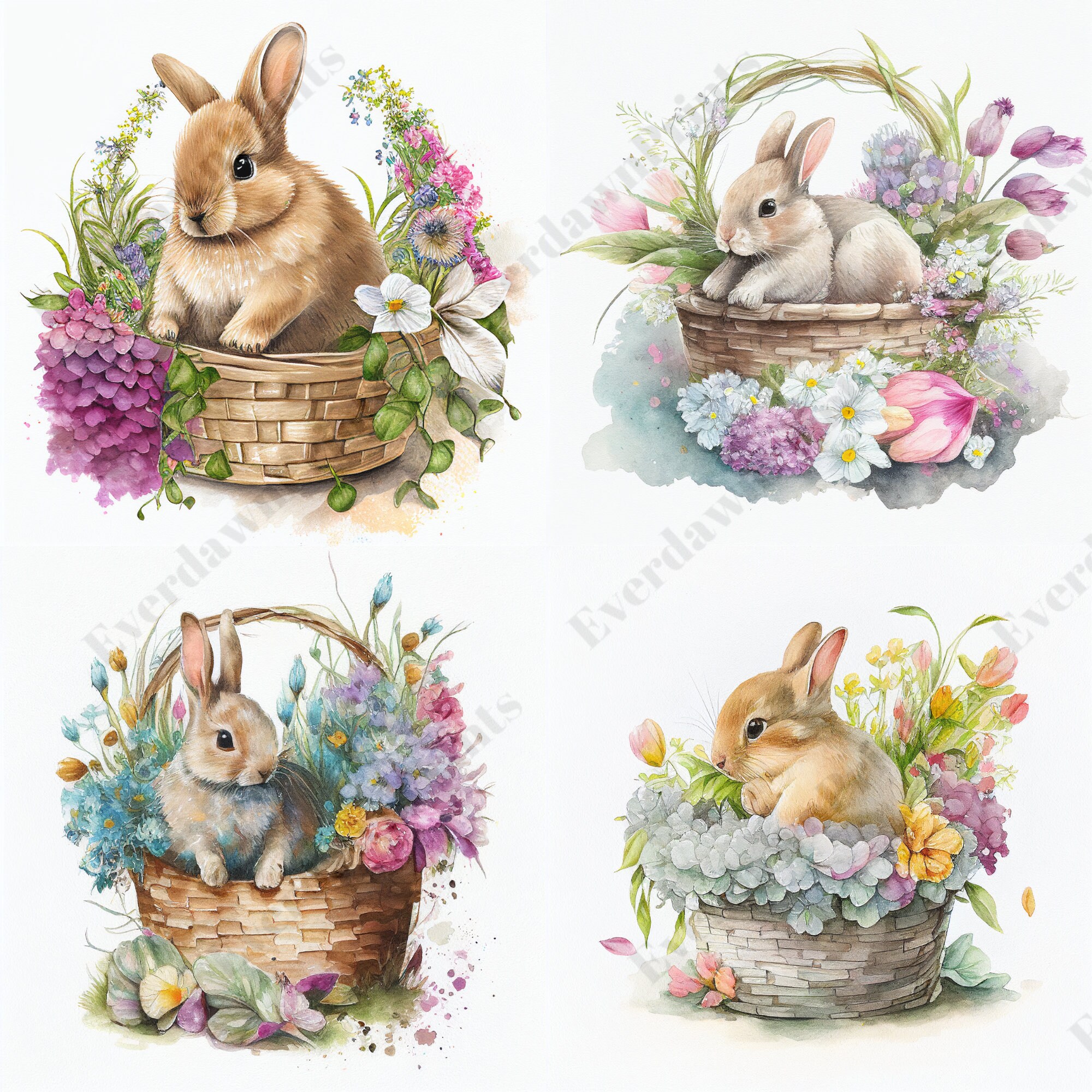 36 Easter Bunny Basket Clipart High Quality Pngs Nursery - Etsy