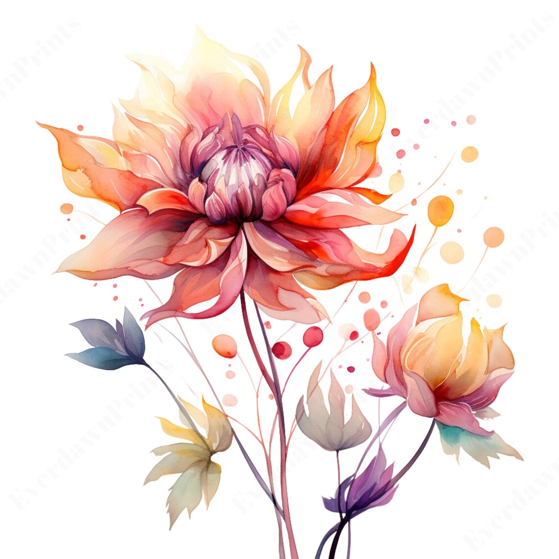 28 Watercolor Abstract Flowers Clipart, High Quality Transparent PNG ...