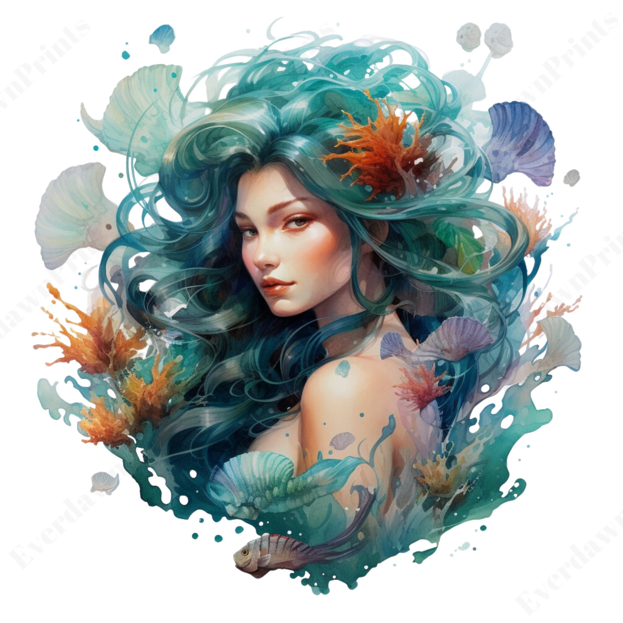 18 Mermaids Watercolor Clipart, High Quality Transparent PNG ...