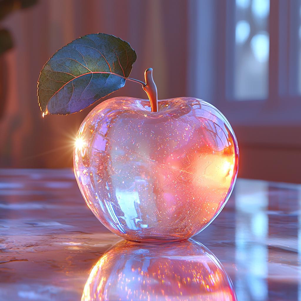 24 Crystal Apple Magic Clipart, Shimmering Glass Apple Illustration ...