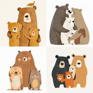 24 Bear Family Clipart, Cute Animal Graphics, Mother Bear, Baby Bears ...