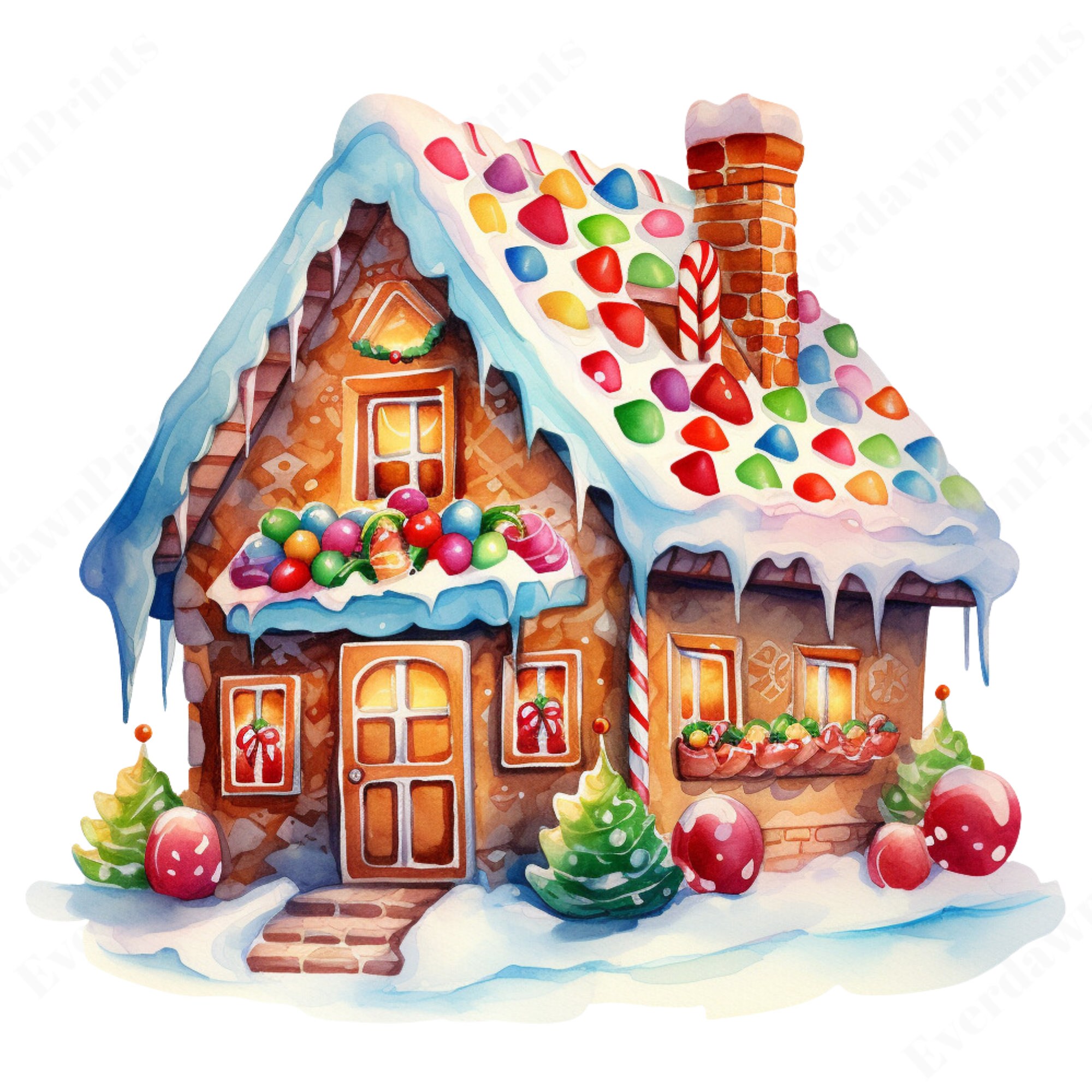 19 Gingerbread House Watercolor Clipart, Transparent Clipart ...