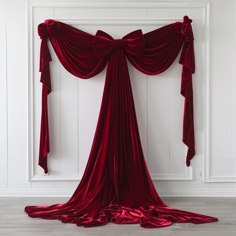24 Large Red Bow Curtain Clipart, Holiday Season Decor Clipart ...