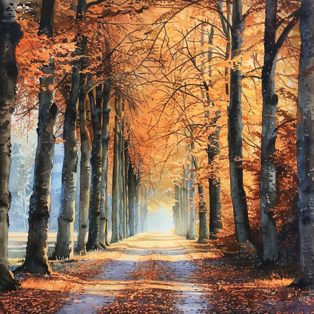 24 Autumn Path Clipart, Watercolor Fall Trees Image, Cozy Season ...