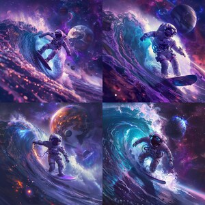 24 Space Surfer Clipart, Astronaut Surfing Clipart, Cosmic Digital Art ...