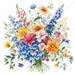 24 Watercolor Floral Bouquet Digital Print, Spring Flowers Wall Art ...
