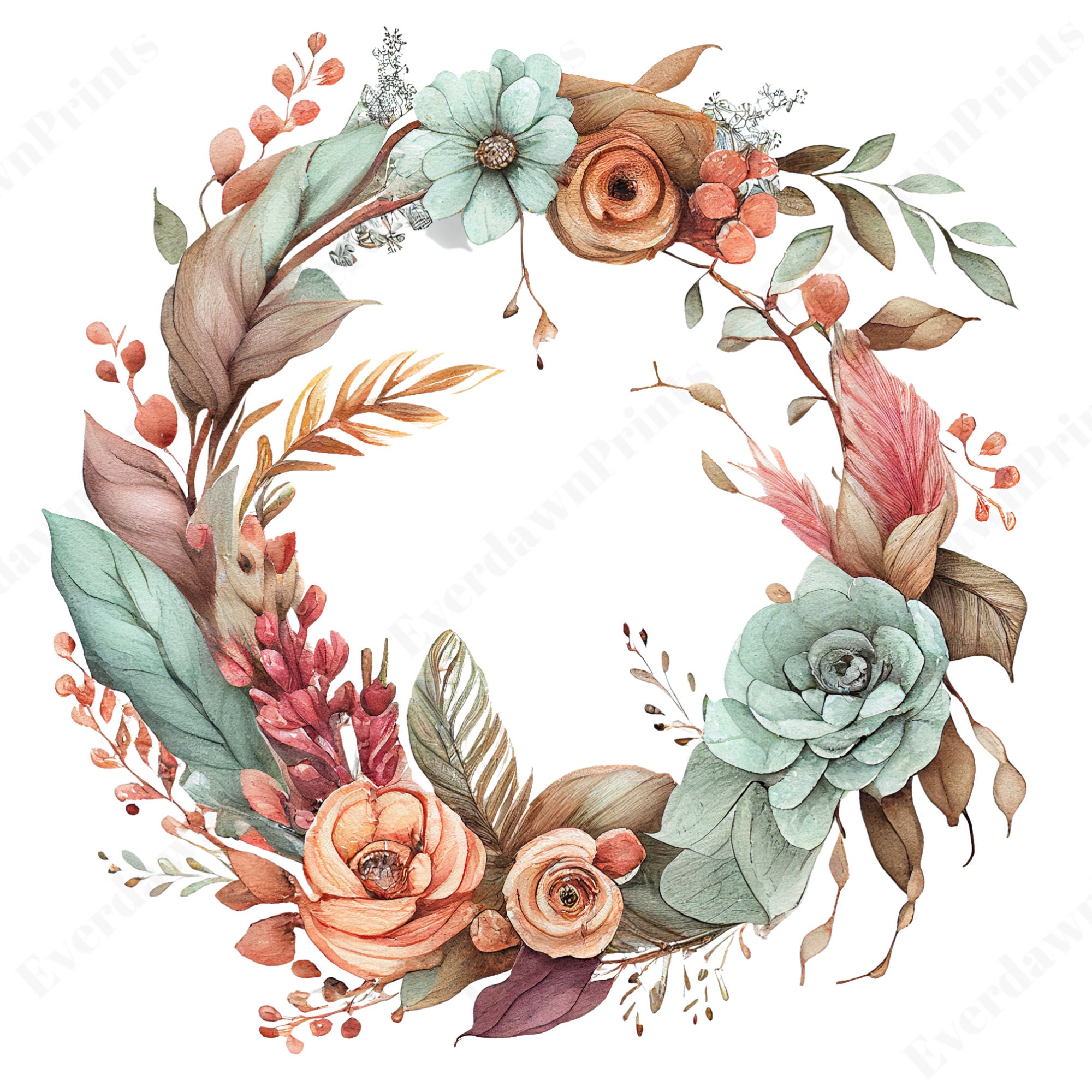 28 Watercolor Boho Borders, Floral Clipart, Clipart Borders, High ...