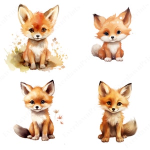 23 Watercolor Baby Fox, Transparent PNG, Baby Shower, Birthday, Nursery ...
