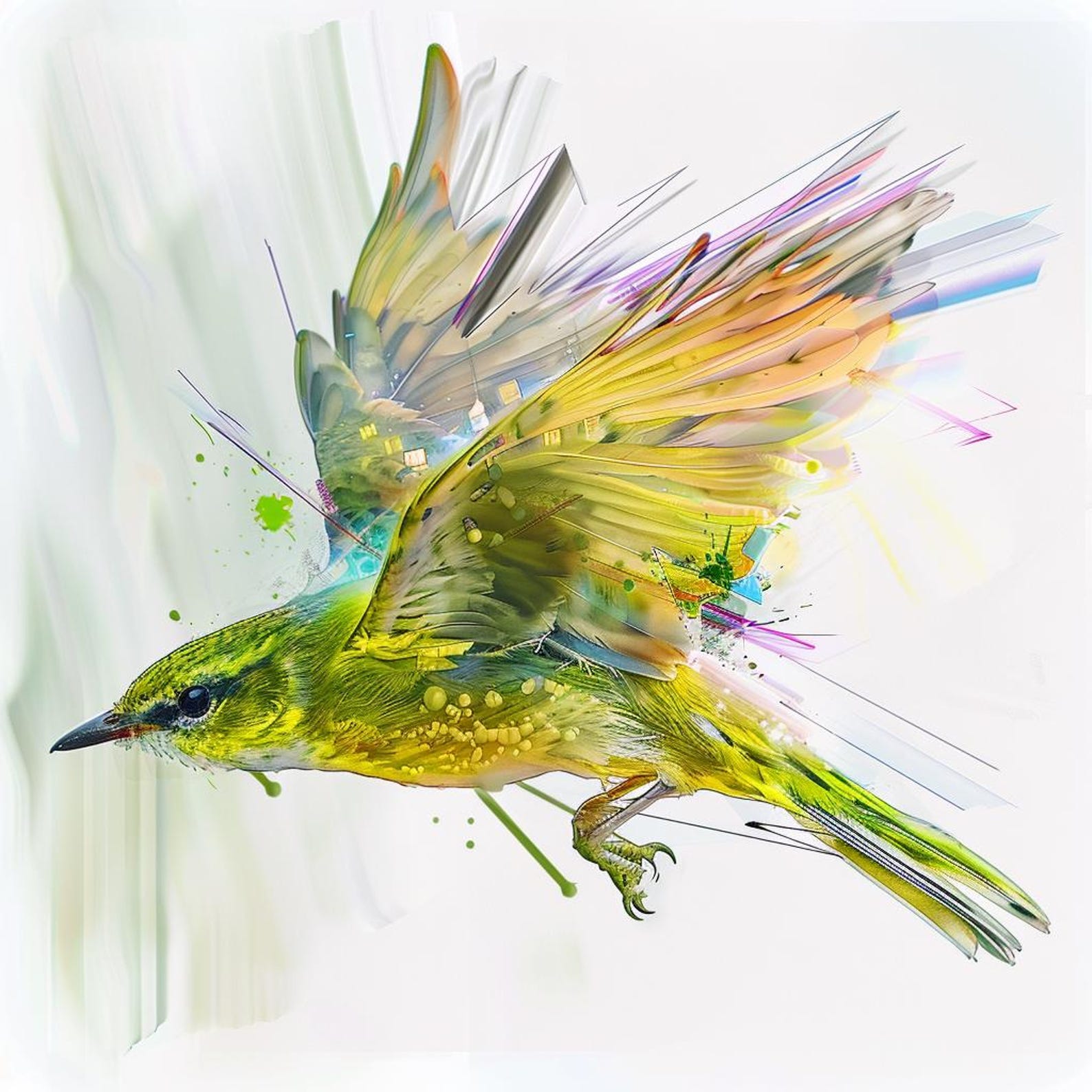 24 Abstract Bird Clipart, Yellow Warbler Art, Colorful Bird Design ...