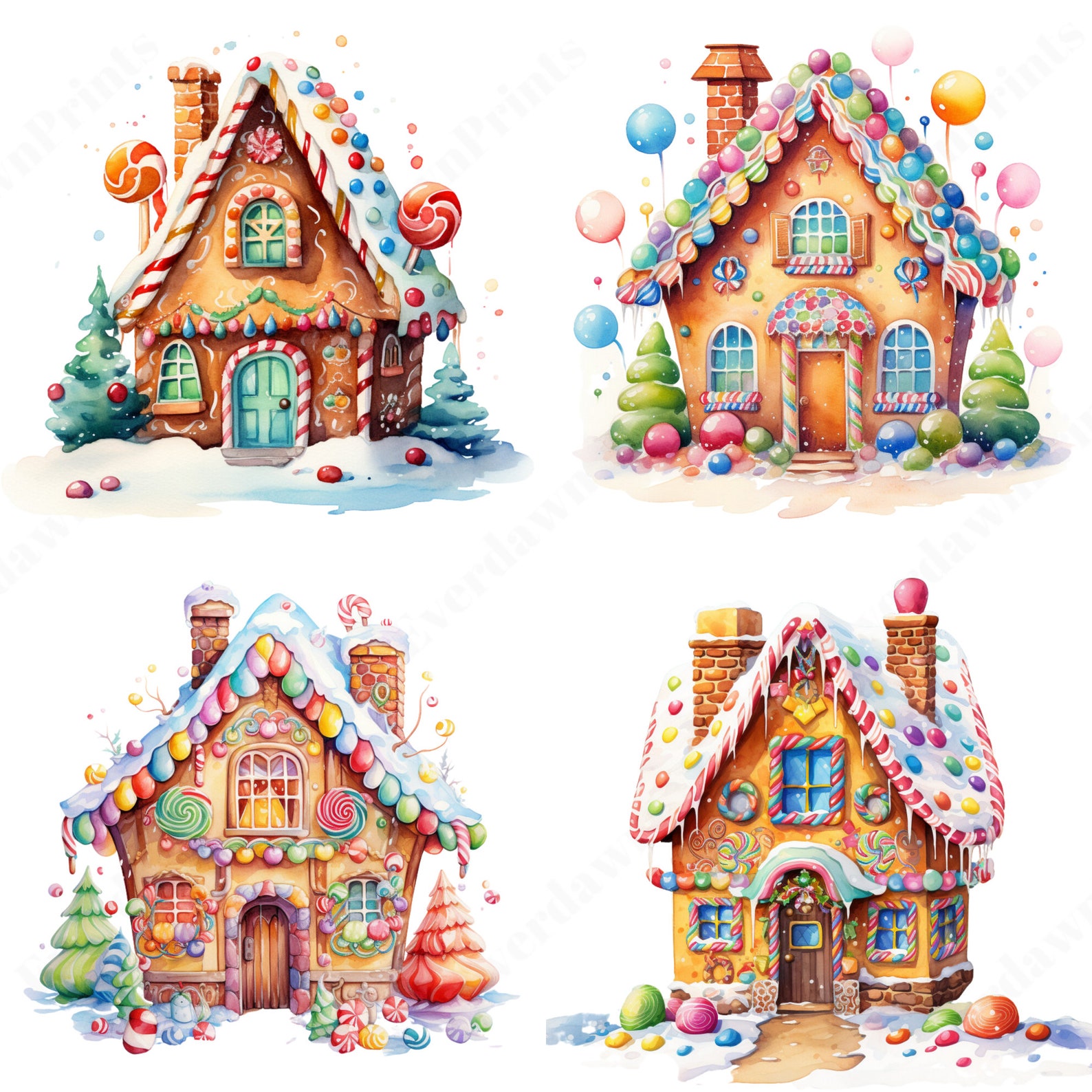 19 Gingerbread House Watercolor Clipart, Transparent Clipart ...