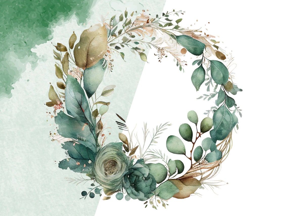 52 Botanical Watercolor Clipart Hand Drawn Greenery PNG - Etsy