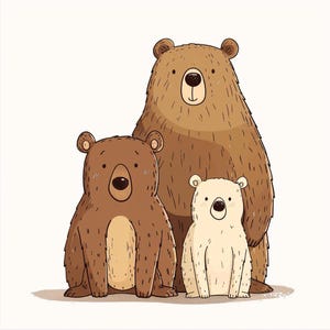 Bear Family Clipart, Cute Animal Graphics, Nursery Art (digital ...