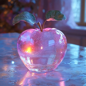 24 Crystal Apple Magic Clipart, Shimmering Glass Apple Illustration ...