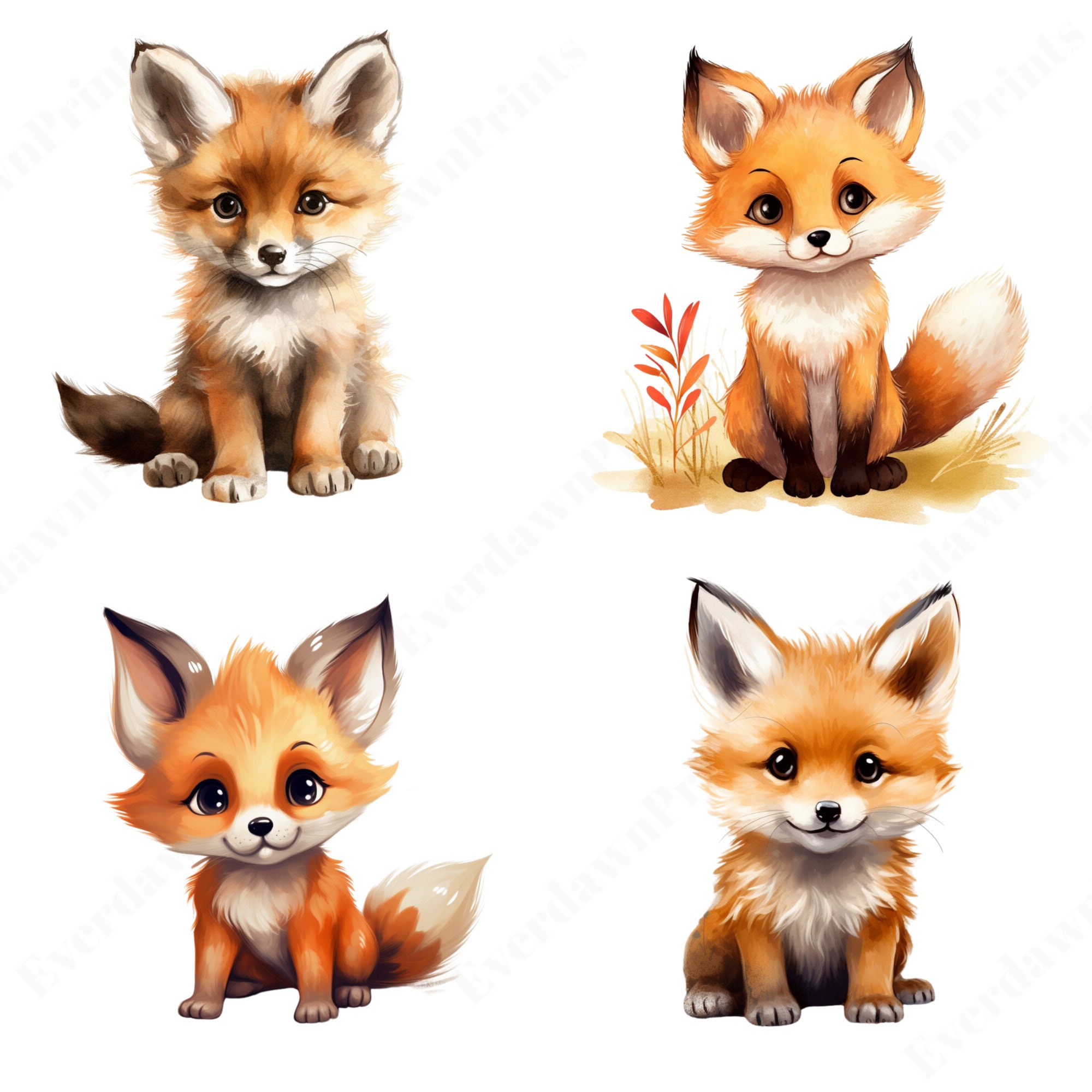 23 Watercolor Baby Fox, Transparent PNG, Baby Shower, Birthday, Nursery ...