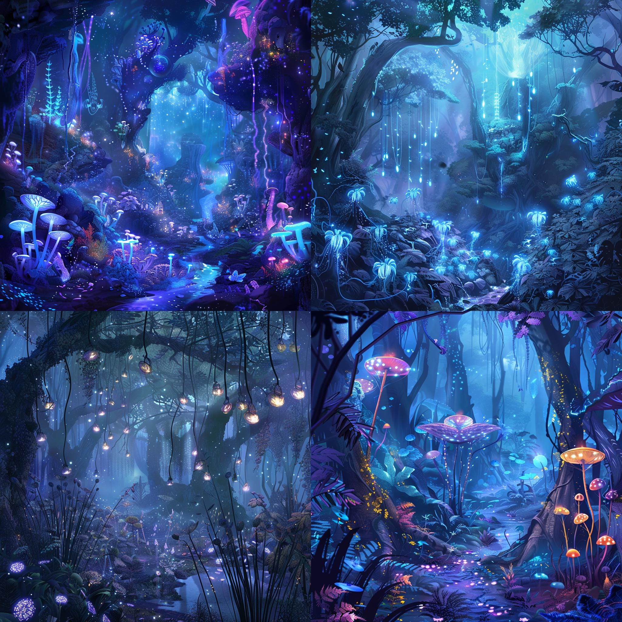 24 Magical Forest Glowing Flowers Clipart, Mystical Garden Digital ...