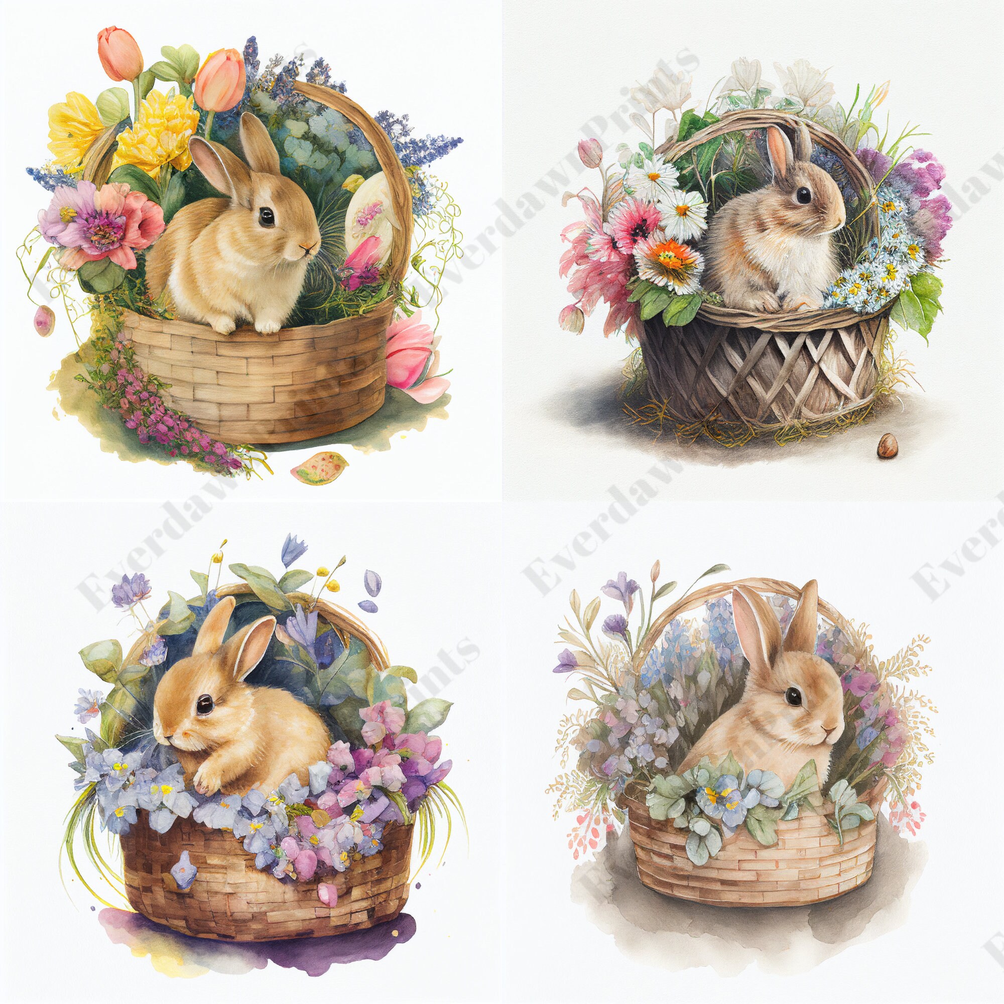 36 Easter Bunny Basket Clipart High Quality Pngs Nursery - Etsy
