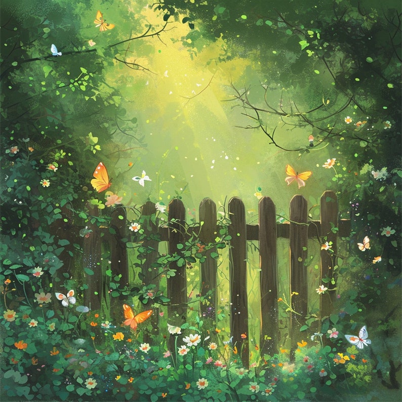 24 Enchanted Garden Fence With Fairies, Whimsical Fairy Child ...