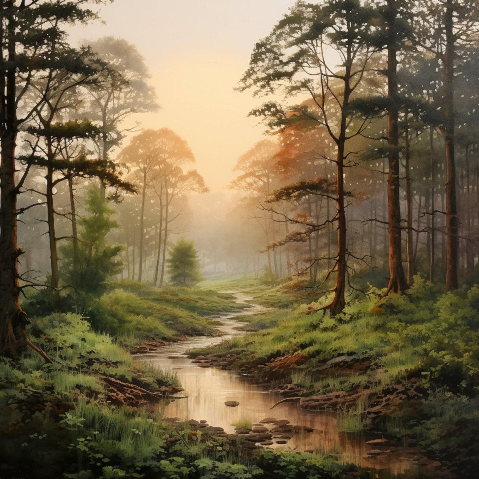 20 Watercolor Forest Landscapes, Watercolor Forest Background, High ...