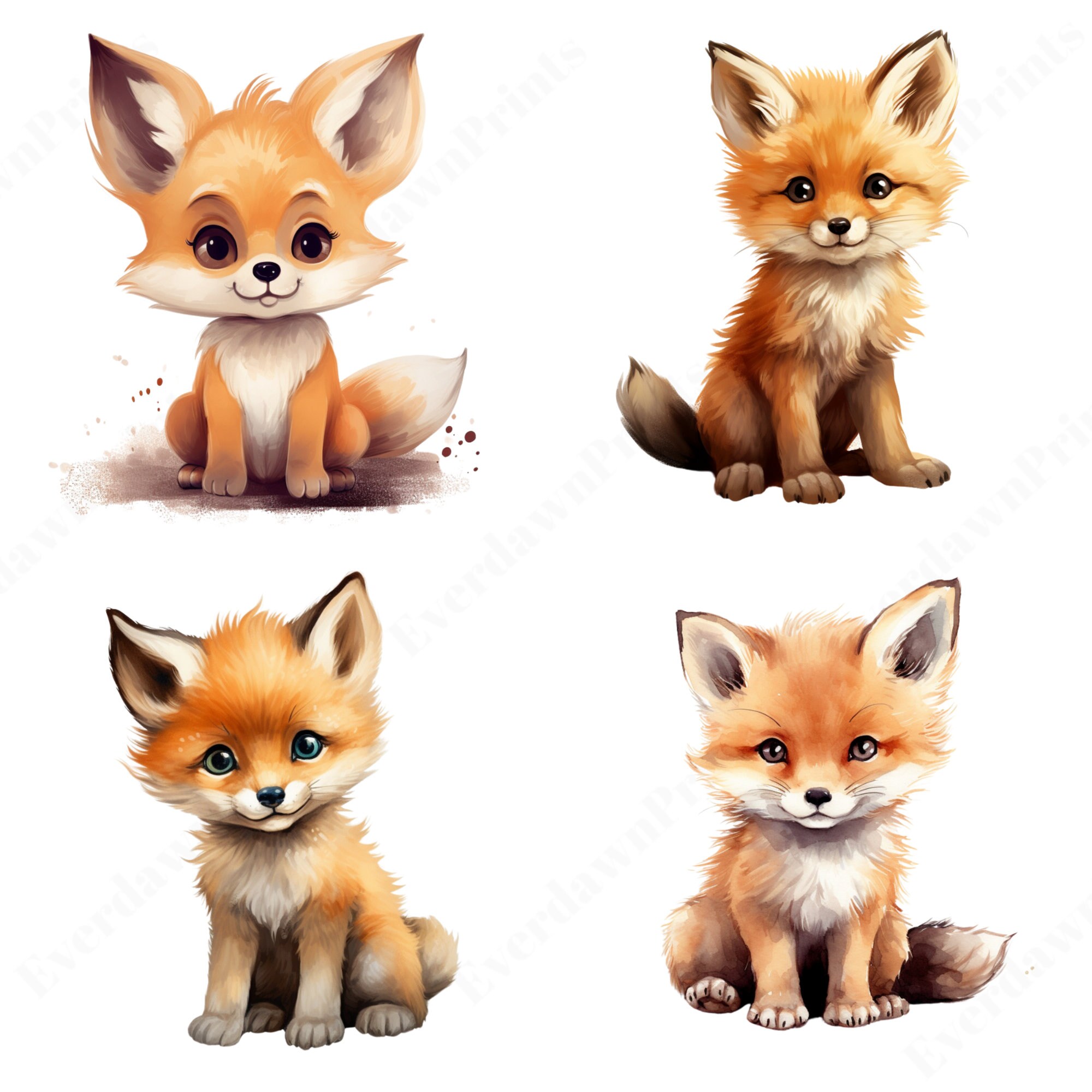 23 Watercolor Baby Fox, Transparent PNG, Baby Shower, Birthday, Nursery ...