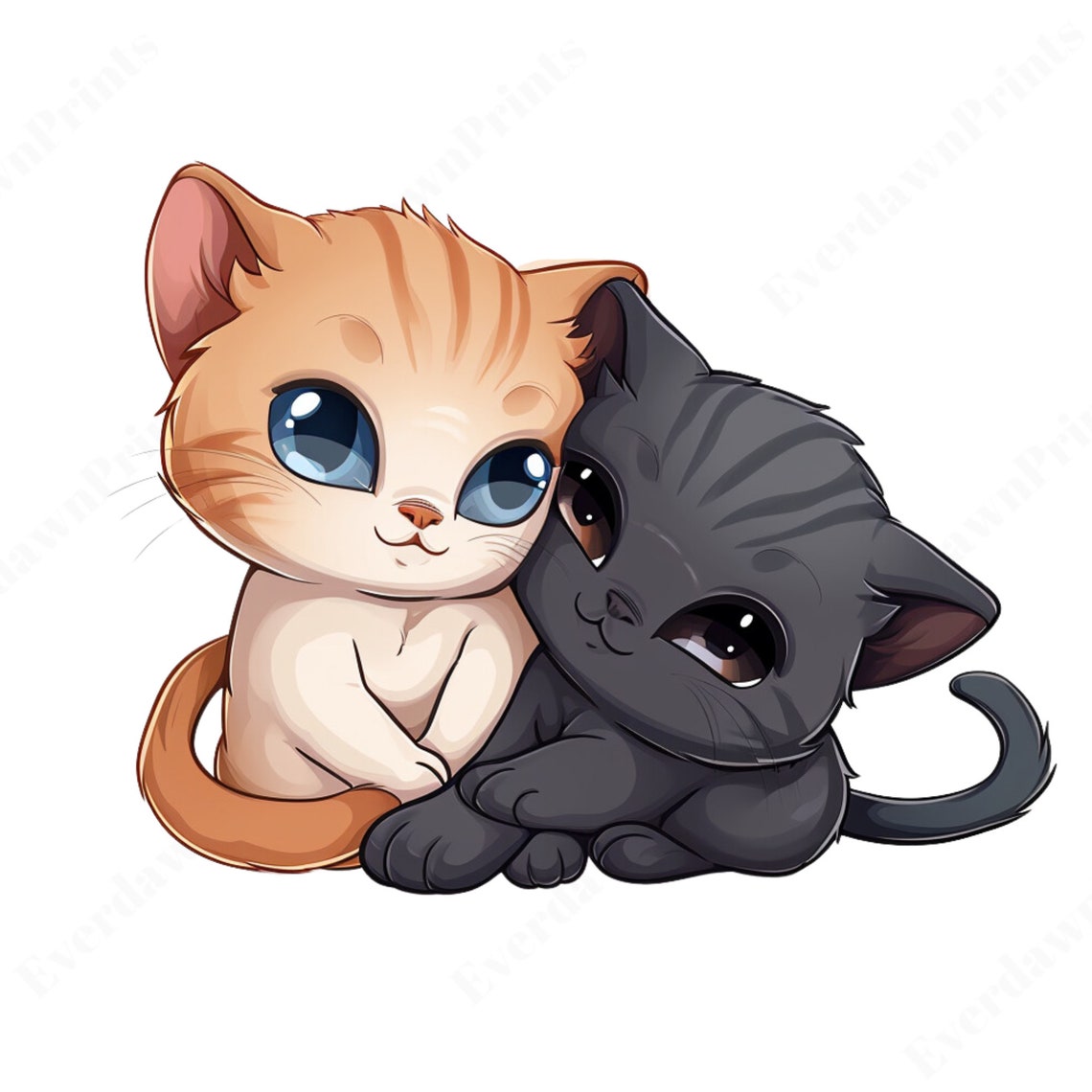20 Two Cute Chibi Kitten Clipart, Transparent PNG Baby Shower Nursery ...