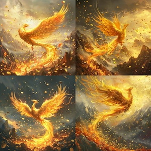 24 Golden Phoenix Clipart, Magical Creature Digital Art, Fantasy Bird ...
