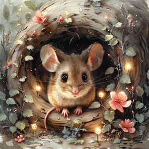 24 Cute Mouse in Forest Clipart, Woodland Animal Illustration, Digital ...