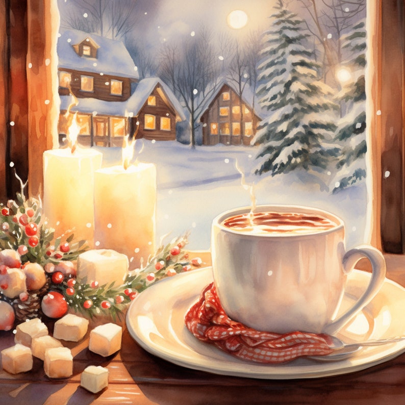 30 Watercolor Hot Cocoa Clipart, High Quality PNG, 300 Dpi, Cozy ...