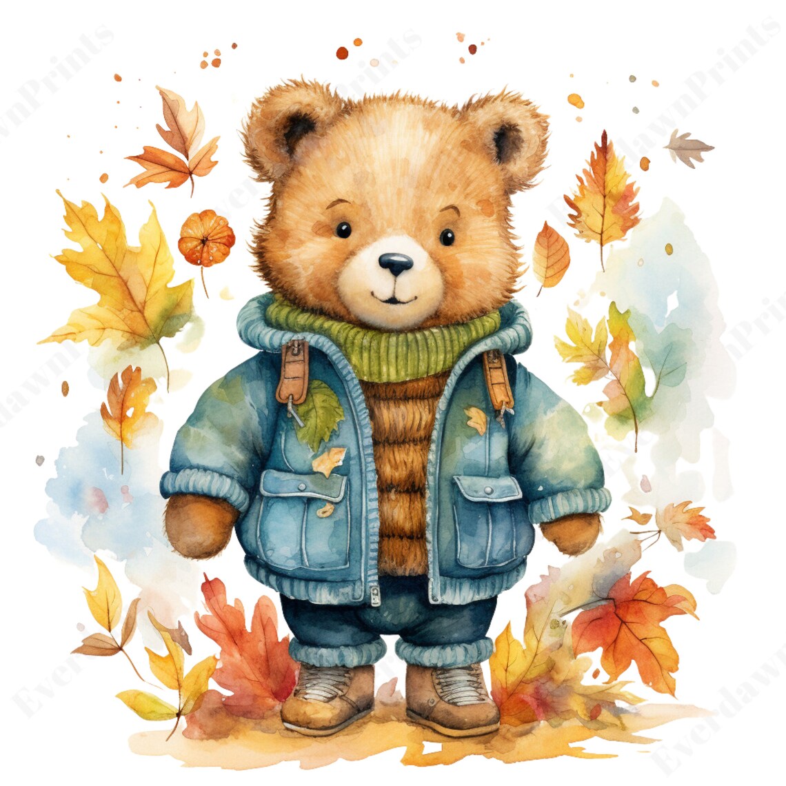 35 Fall Teddy Bear Clipart, Teddy Bear Clipart, Autumn Teddy Bear ...