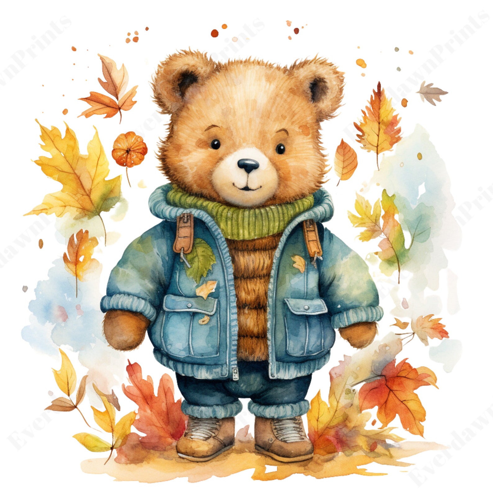35 Fall Teddy Bear Clipart, Teddy Bear Clipart, Autumn Teddy Bear ...