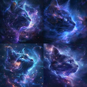 24 Cosmic Galaxy Cat Clipart, Mystical Space Cat Digital Art, Fantasy ...