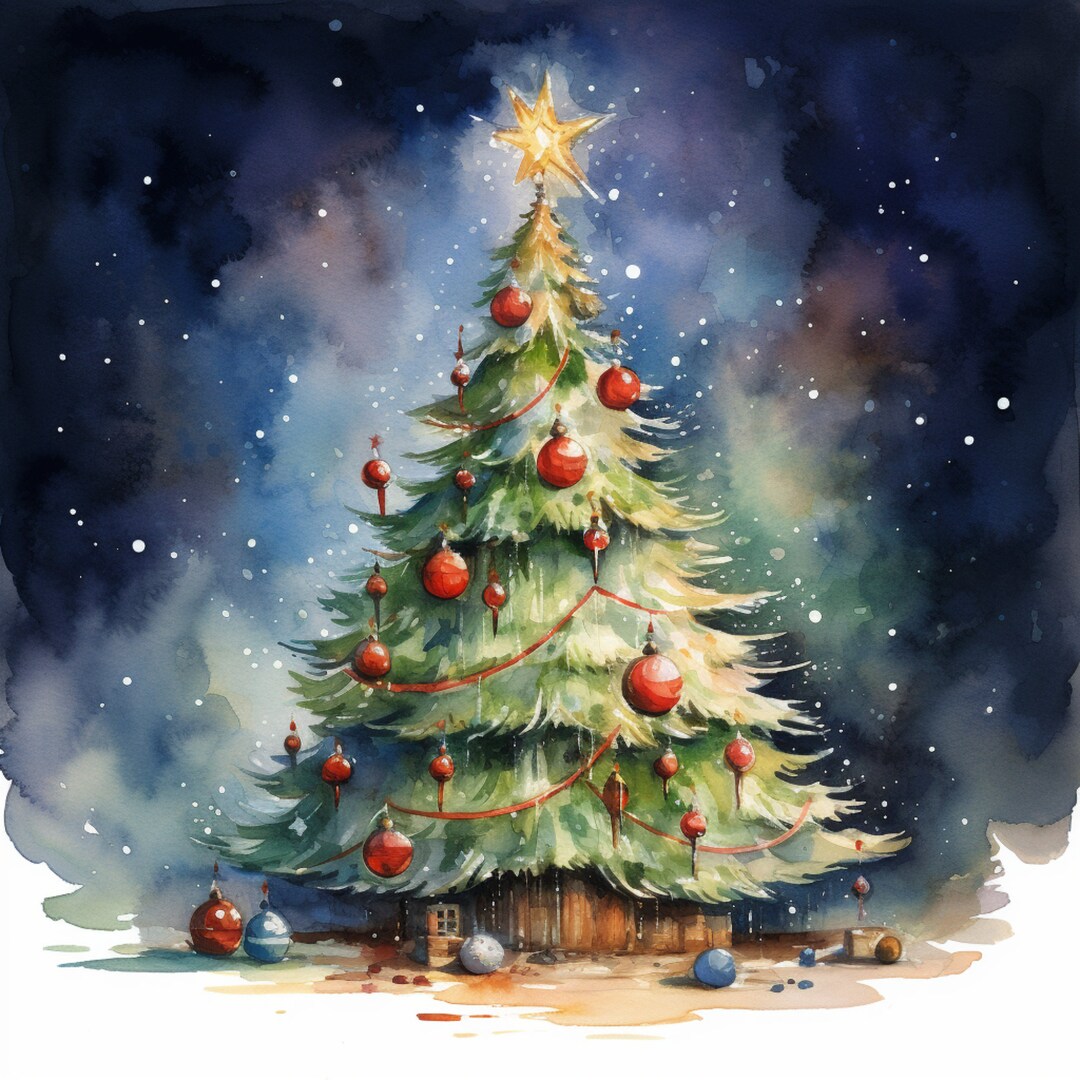 39 Watercolor Christmas Tree Clipart 300 Dpi Christmas Tree Png Merry ...