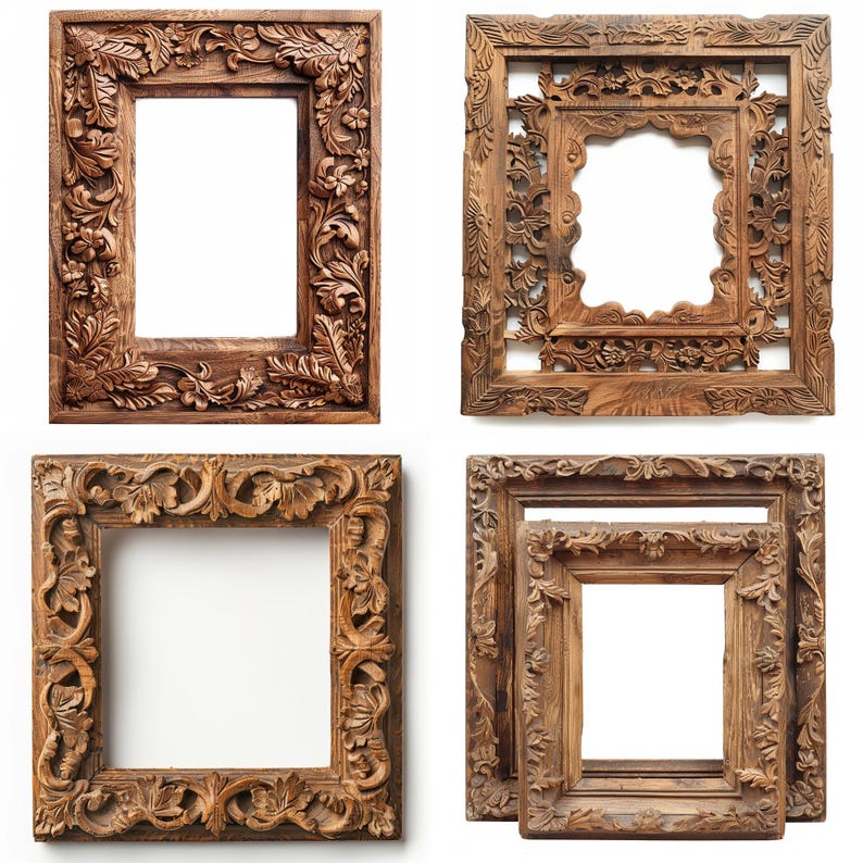 24 Rustic Wood Frame Clipart, Vintage Style Digital Download, Wooden ...
