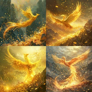 24 Golden Phoenix Clipart, Magical Creature Digital Art, Fantasy Bird ...