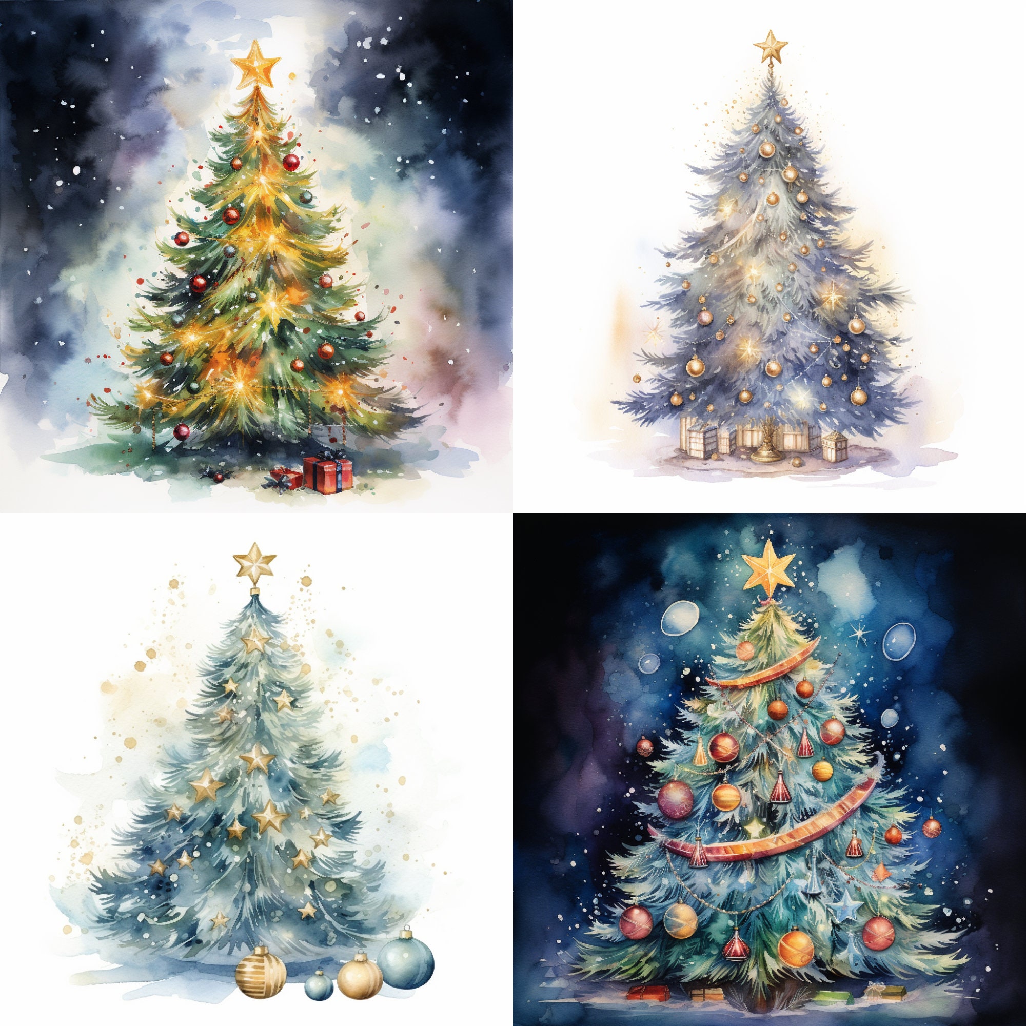 39 Watercolor Christmas Tree Clipart 300 Dpi Christmas Tree Png Merry ...