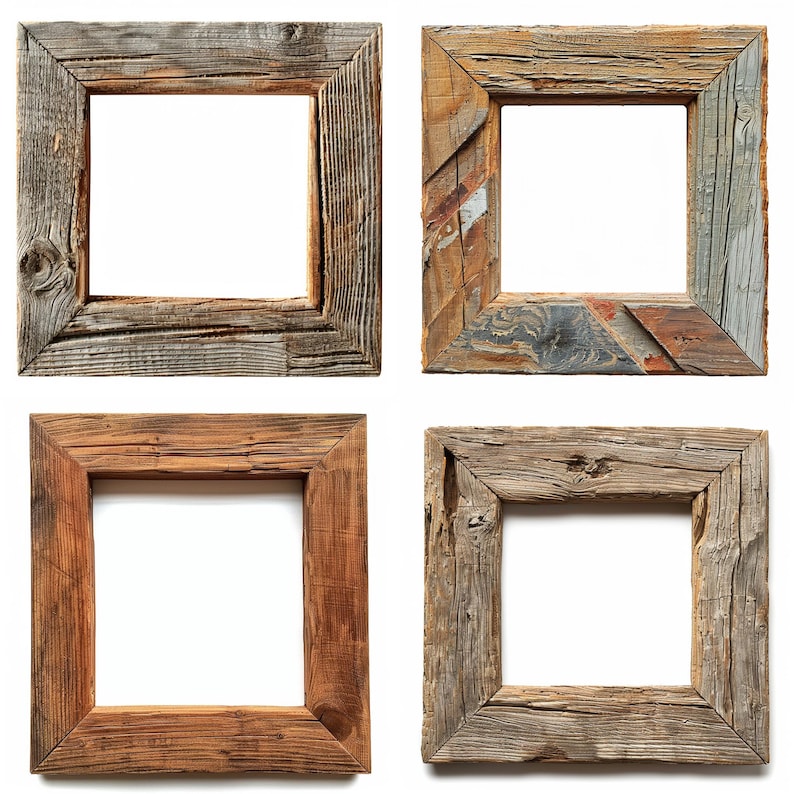 24 Rustic Wood Frame Clipart, Vintage Style Digital Download, Wooden ...