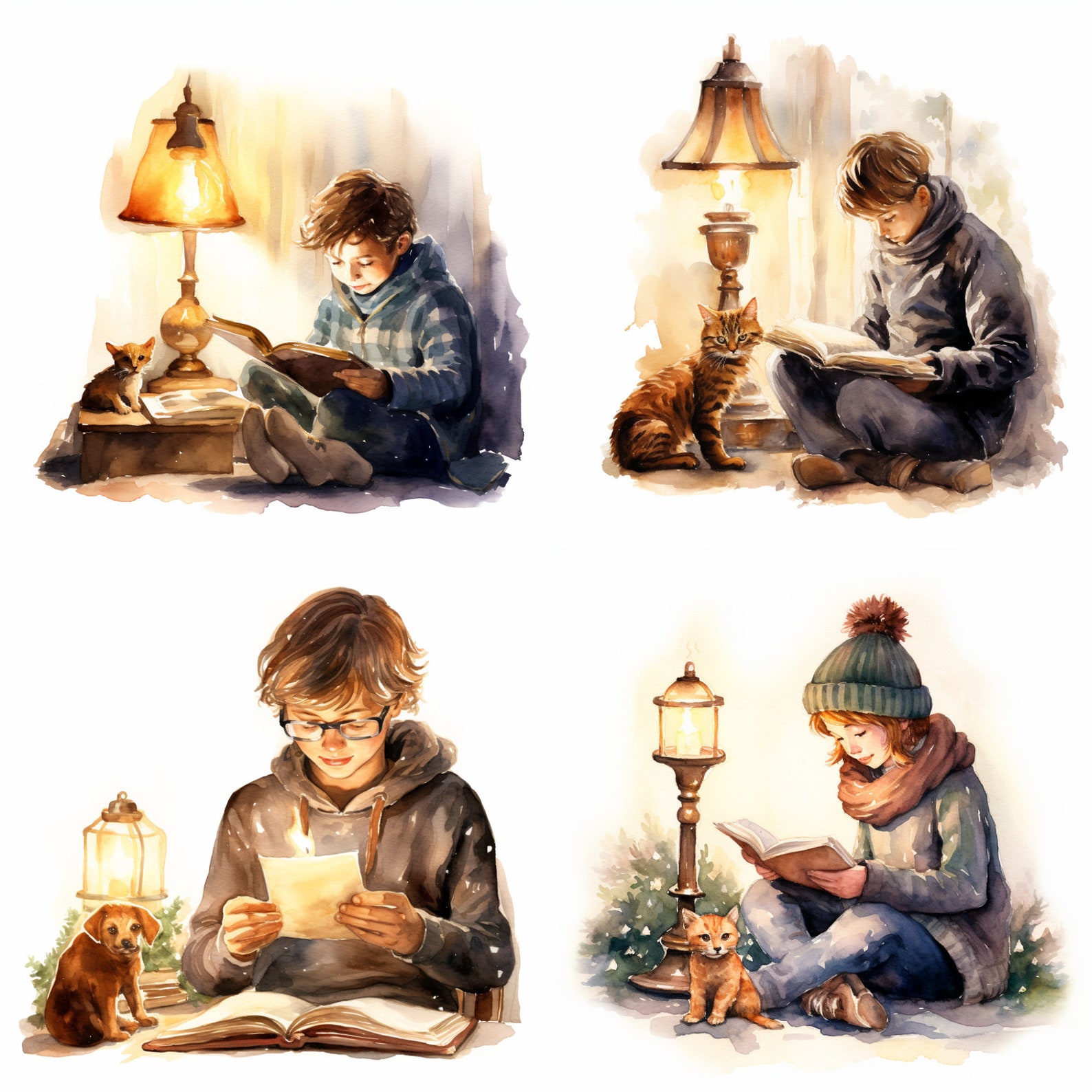 23 Cozy Holiday Reading Clipart High Quality PNG 300 Dpi - Etsy