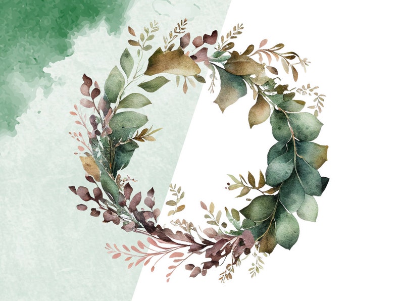 52 Botanical Watercolor Clipart Hand Drawn Greenery PNG - Etsy