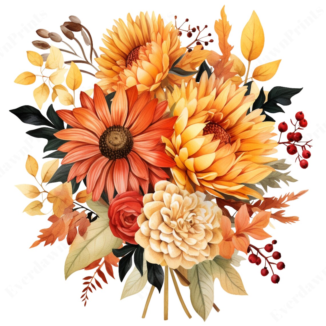 28 Autumn Floral Clipart, Autumn Bouquet, High Quality Transparent ...