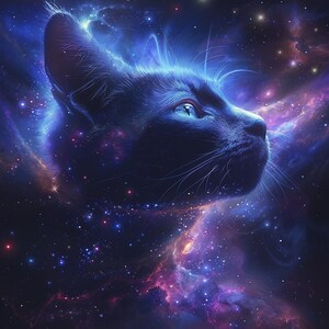 24 Cosmic Galaxy Cat Clipart, Mystical Space Cat Digital Art, Fantasy ...