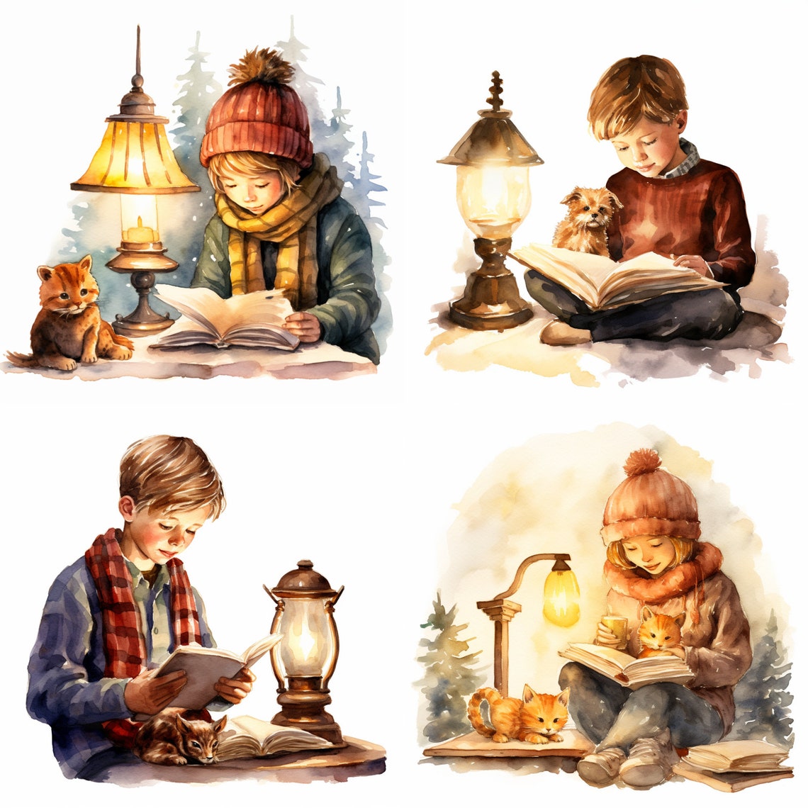 23 Cozy Holiday Reading Clipart High Quality PNG 300 Dpi - Etsy