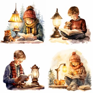 23 Cozy Holiday Reading Clipart, High Quality PNG, 300 Dpi, Cozy ...
