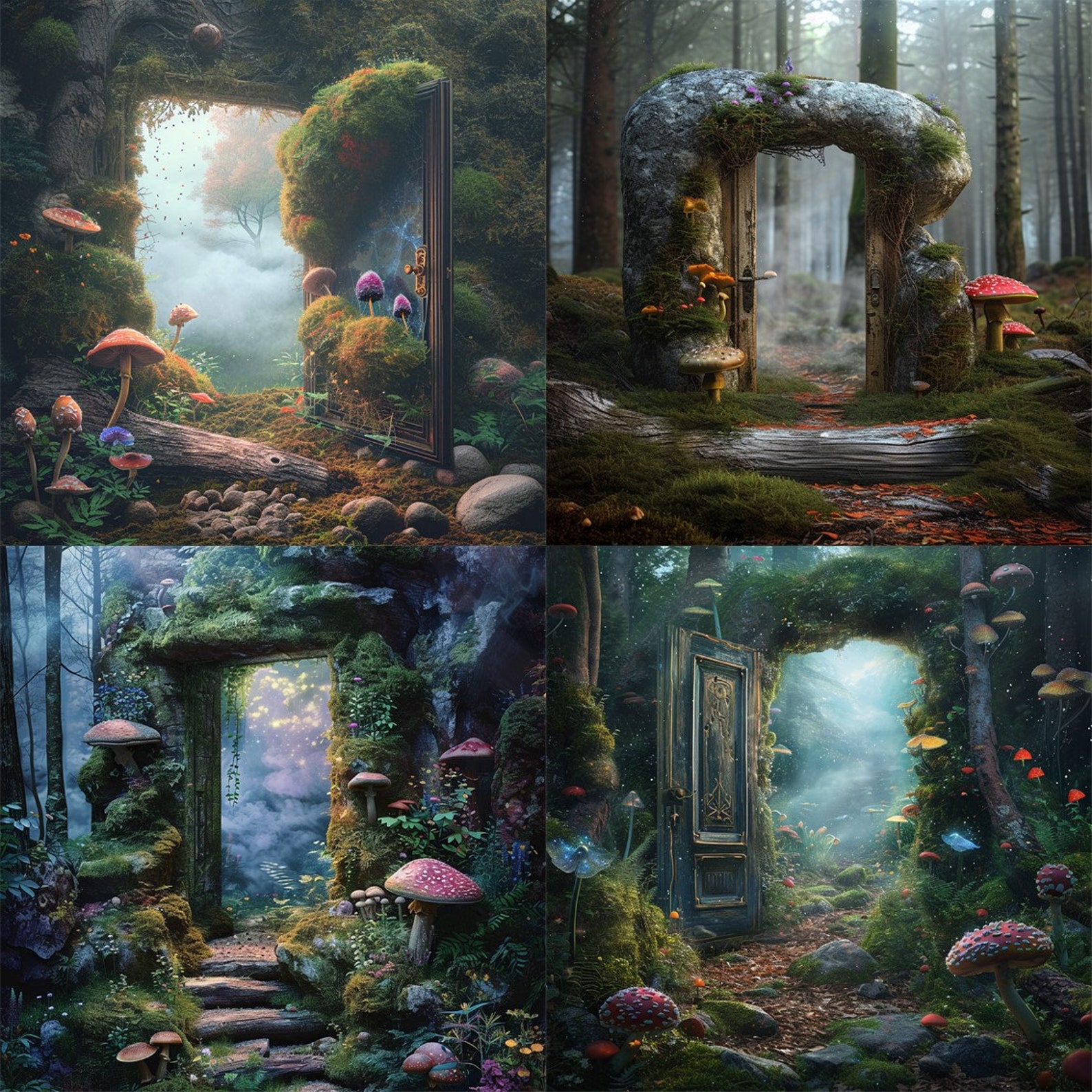 23 Enchanted Forest Door Clipart, Watercolor Forest Background, High ...