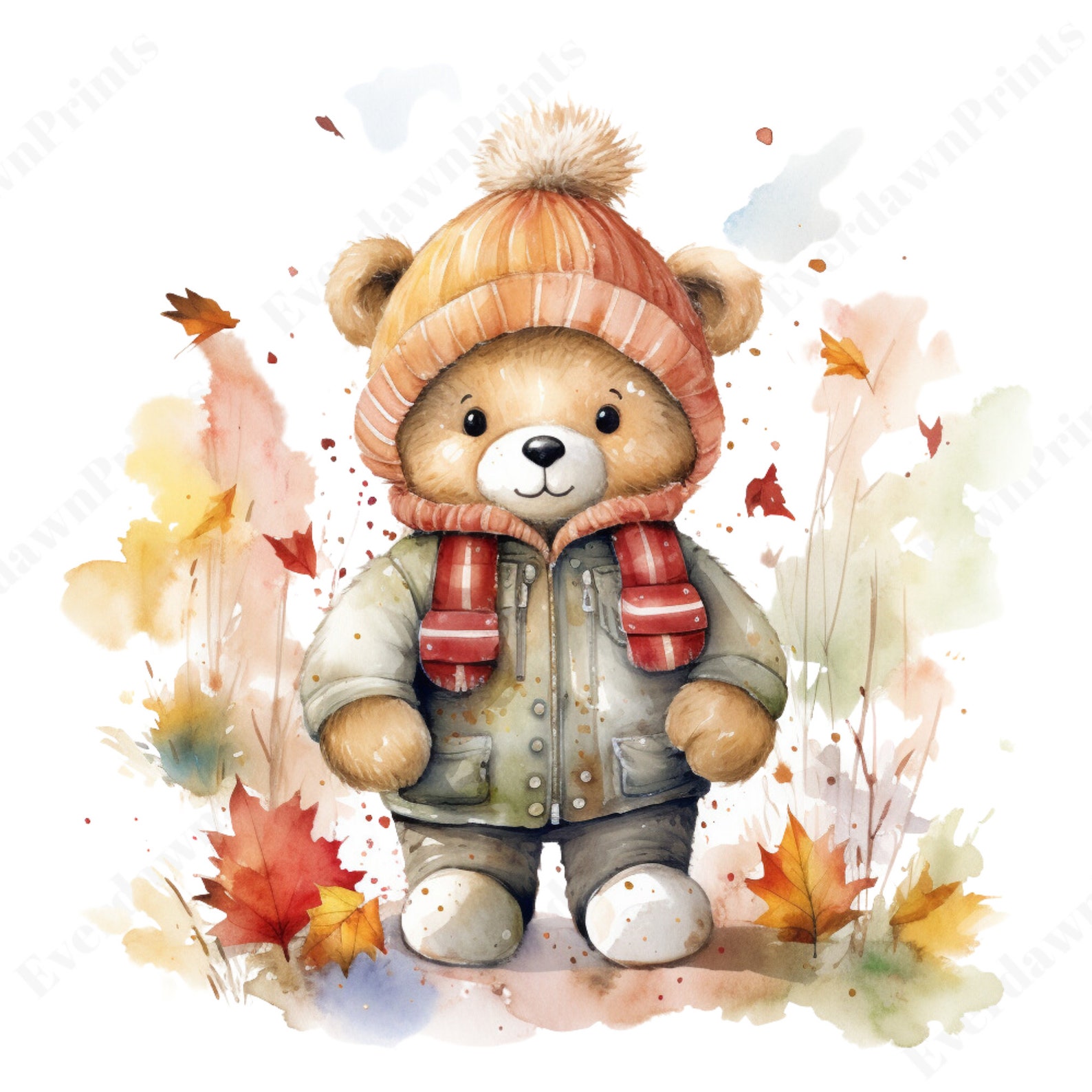 35 Fall Teddy Bear Clipart, Teddy Bear Clipart, Autumn Teddy Bear ...