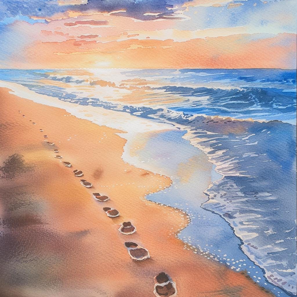 24 Sunset Beach Clipart, Watercolor Beach Artwork, Coastal Wall Art ...