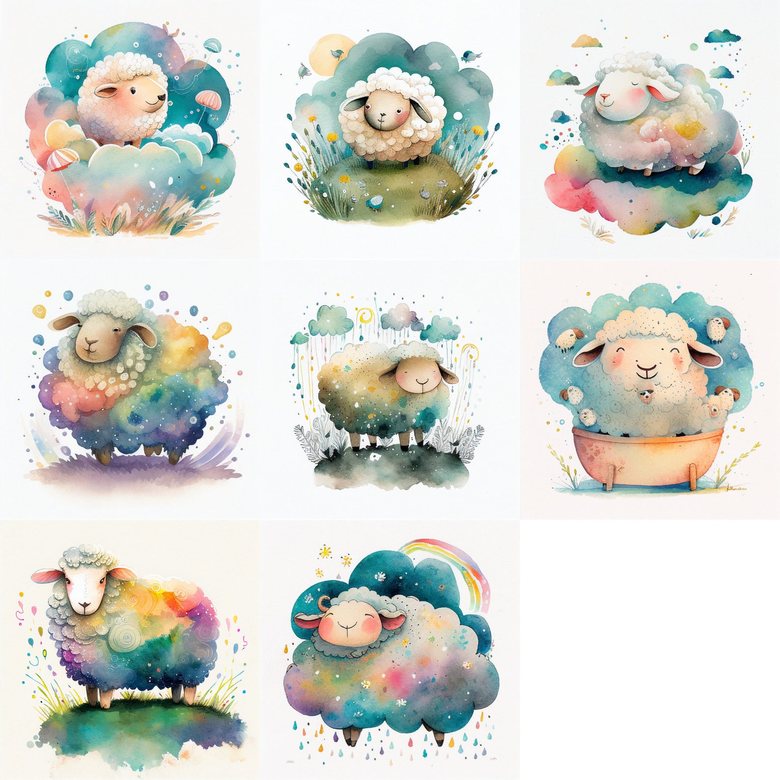 39 Cute Sheep Clipart, Child Illustration, High Quality Pngs, Nursery ...